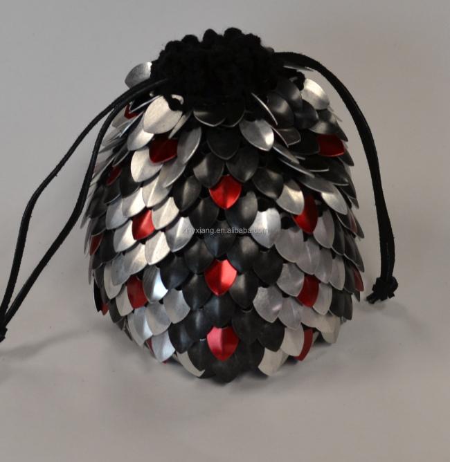 Custom Scalemail Dice Bag of Holding in knitted Dragonhide Armor, Scalemail Dice Bag of Holding Knitted Dragonhide