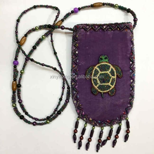 Factory custom Beaded Velvet Purse Pouch with elaborate beads, Hand Made Beaded Velvet Coin Purses, Velvet Porceleain Bead Pouch
