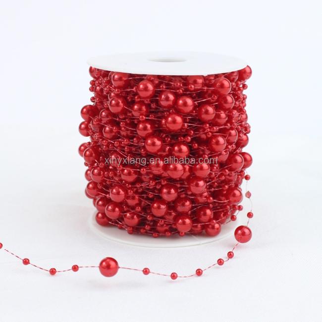 Factory custom Metallic Beaded Pearl Garland, Crystal Bead Wire Garlands, Fused String Bead Garland For Decoration