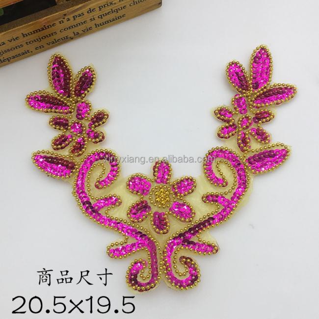 Factory Wholesale Beaded Sequin Applique, Flower Sequin Applique Beaded Patches For Clothing Appliques Parches