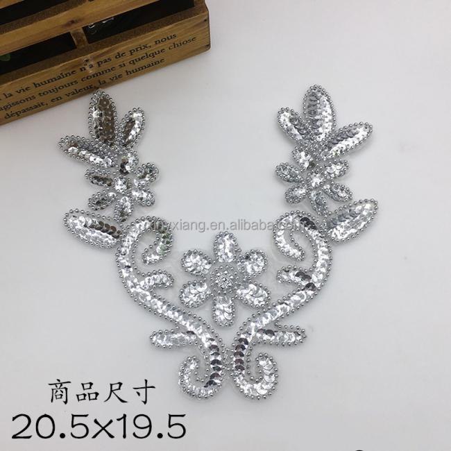 Factory Wholesale Beaded Sequin Applique, Flower Sequin Applique Beaded Patches For Clothing Appliques Parches