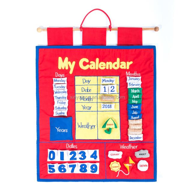 Factory custom Children's 'Today Is' Fabric Wall Hanging Chart, Fabric Wall Chart My Reward Chart, Learning Calendar