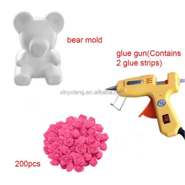 Factory Wholesale&Custom 1Pc Valentines Polystyrene Styrofoam Foam Ball Rose Bear Heart Craft DIY Party, DIY rose bear kits