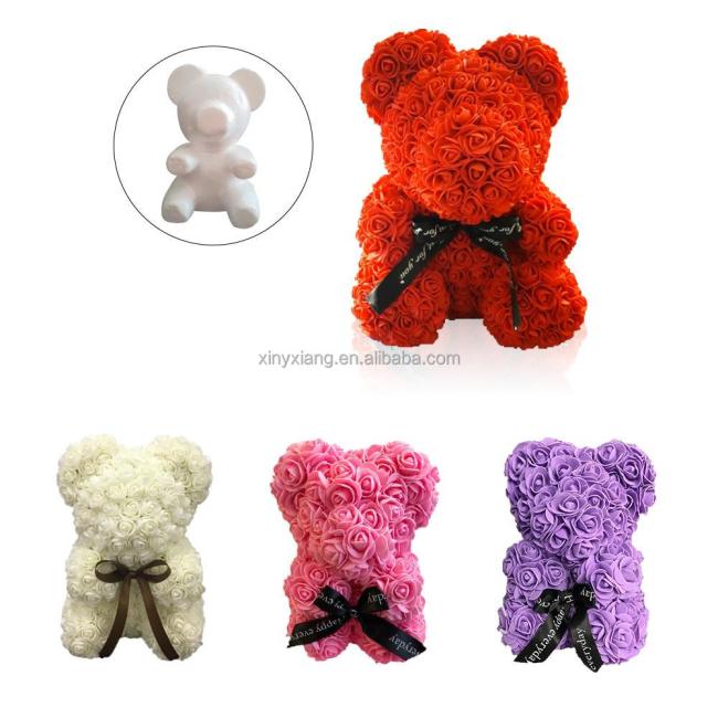 Factory Wholesale&Custom 1Pc Valentines Polystyrene Styrofoam Foam Ball Rose Bear Heart Craft DIY Party, DIY rose bear kits