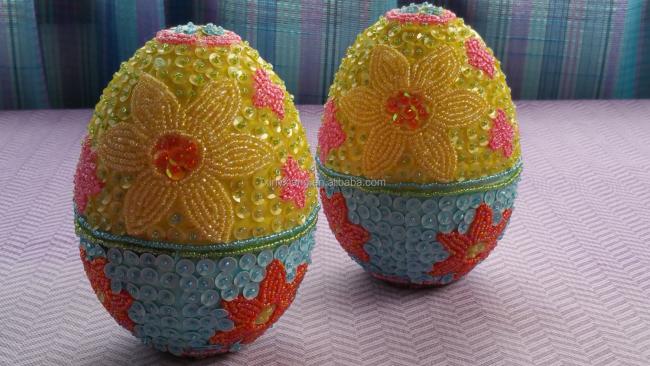 Factory custom Beaded Easter egg, Hand embroidery sequins chocolate box, Handmade beaded chocolate egg
