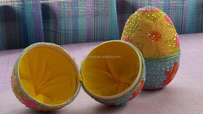 Factory custom Beaded Easter egg, Hand embroidery sequins chocolate box, Handmade beaded chocolate egg
