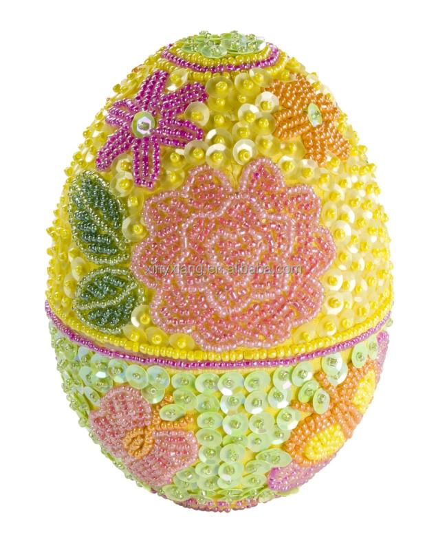 Factory custom Beaded Easter egg, Hand embroidery sequins chocolate box, Handmade beaded chocolate egg