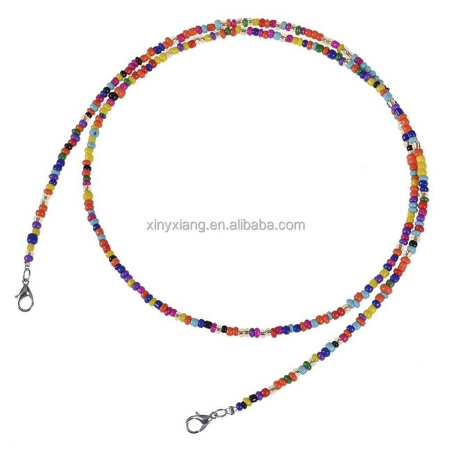 Factory Wholesale Beaded glasses chain eyeglass face cover lanyard sunglasses, MultiColor Beads Lanyard Eyeglass Badge ID Holder