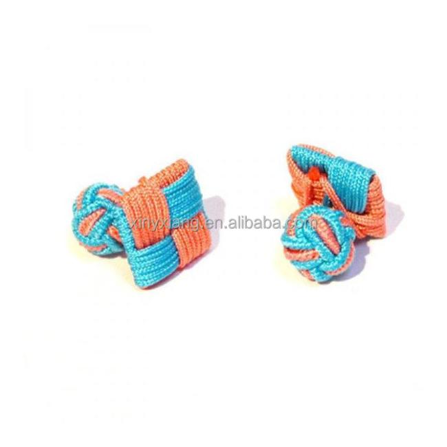 Factory wholesale Mens Cufflinks for Shirts Knitting Thread Square Cuff Button Color Block China Knot Buttons Wedding