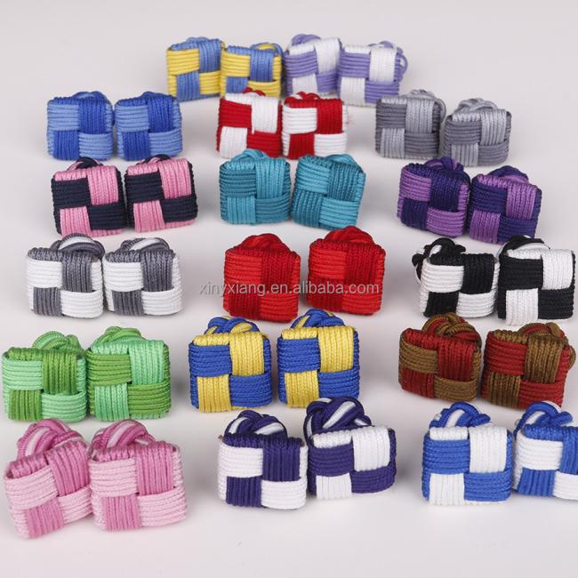 Factory wholesale Mens Cufflinks for Shirts Knitting Thread Square Cuff Button Color Block China Knot Buttons Wedding