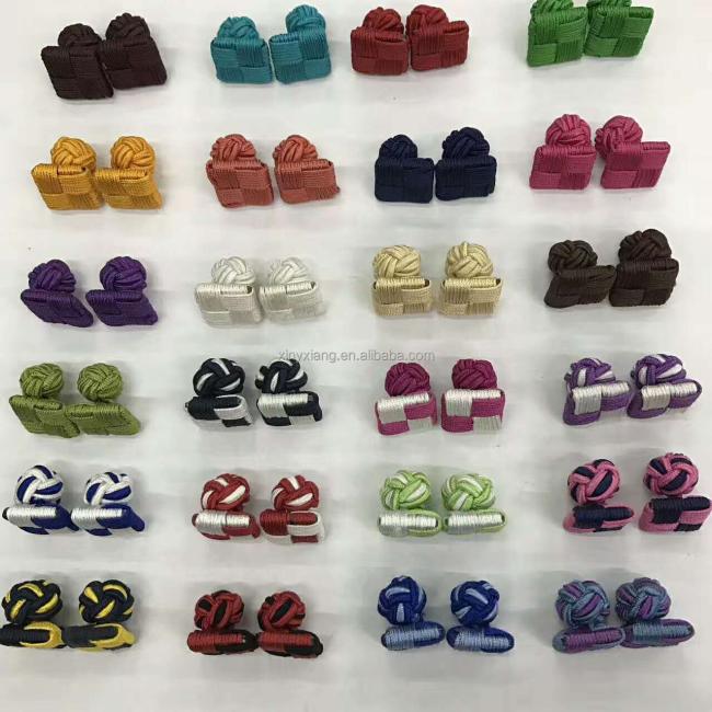 Factory wholesale Mens Cufflinks for Shirts Knitting Thread Square Cuff Button Color Block China Knot Buttons Wedding