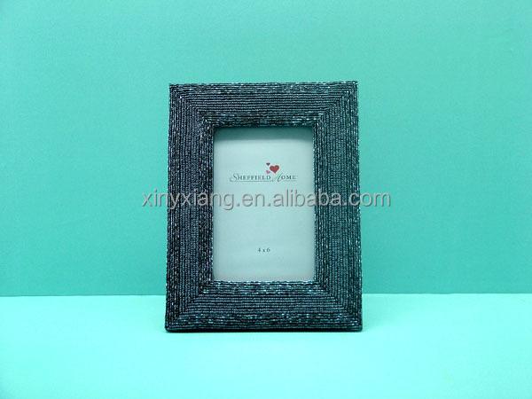 Factory custom beaded decorative photo frame, hand embroidery picture frame, sequin photo frame