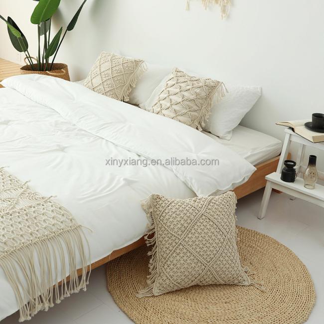 Factory Wholesale Macrame Handmade Woven Knotted Pillow Cover, Macrame Cushion Case for Bed Sofa Couch Bench Car Home Decor Gift