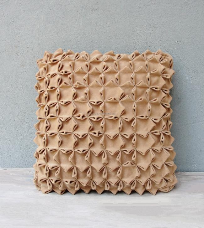 Factory custom Smocking Filled Cushion Cover, Square Canadian Smocking Work Pillow, Smocked Throw Pillow Case
