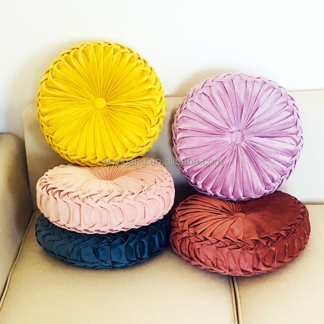 Factory custom Pumpkin Round Pillow, Pleated Couch Floor Cushion Pillow Home Decoration, Pleated Pumpkin Throw Pillow