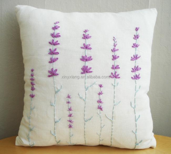Factory custom Hand Embroidered Letters Cushion, Hand Embroidered Beaded Throw Pillow Cover, Embroidered flower pillow cover
