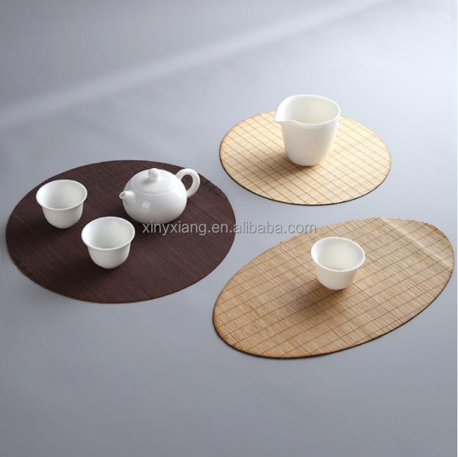 Factory wholesale&custom Natural table dinner woven bamboo placemat, Hand weave round bamboo placemats& coaster