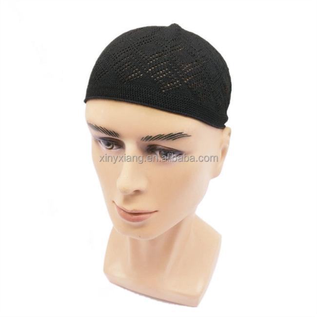 Factory Custom Interwoven Design Nylon Kufi Prayer Cap Muslim Hat, Hand-crocheted Cotton Kufi Muslims Head Cover Skull Cap
