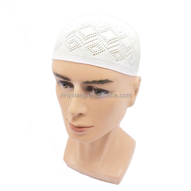 Factory Custom Interwoven Design Nylon Kufi Prayer Cap Muslim Hat, Hand-crocheted Cotton Kufi Muslims Head Cover Skull Cap