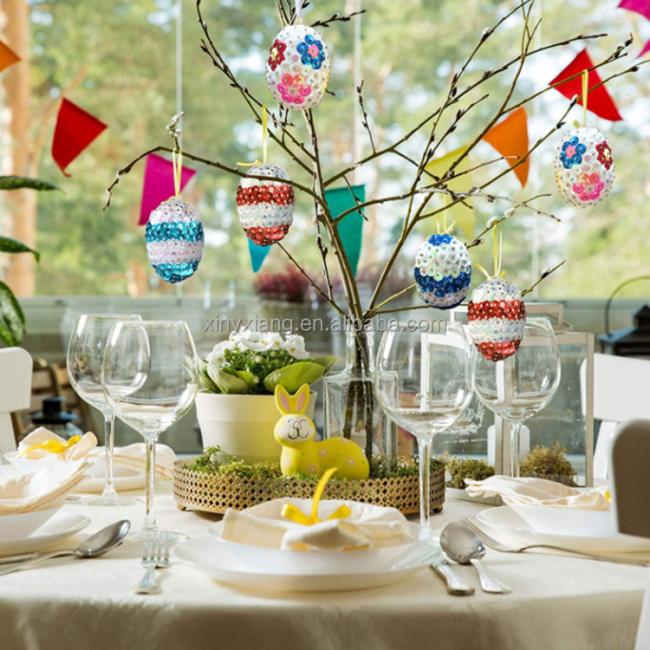 Factory Wholesale DIY Easter craft ideas using styrofoam eggs, Sequin Egg Ornament Craft Kit, DIY Christmas Ornaments007
