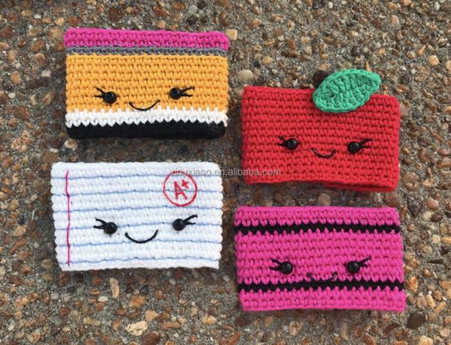 Factory Custom Crochet Reusable Cup Cozy Coffee Sleeve Hand Protector Drink Grip for Paper Cups, Knitted Chunky crochet cup cozy