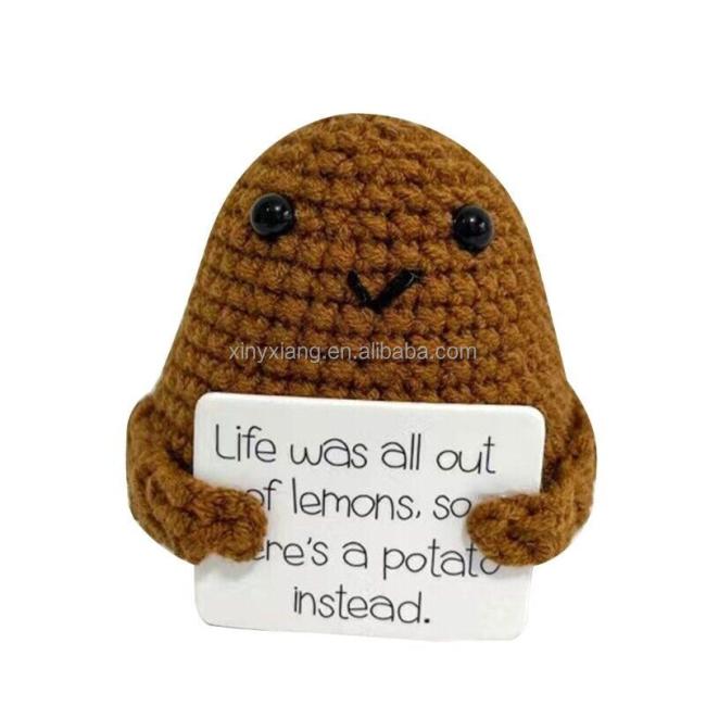 Factory Custom Funny Crochet Positive Potato, Funny Knitted Potato Doll, Cute Wool Knitting Doll With Positive Card