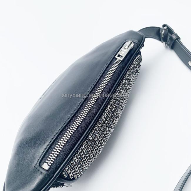 Factory Wholesale Womens Rhinestone Studded Fanny Waist Pack, Crystal Rhinestone-embellished Mini Fanny Bag
