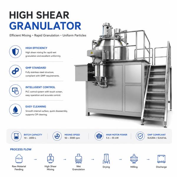 Quality Solid Dosage Pharmaceutical Granulation Equipment High Position Wet Mixing for sale