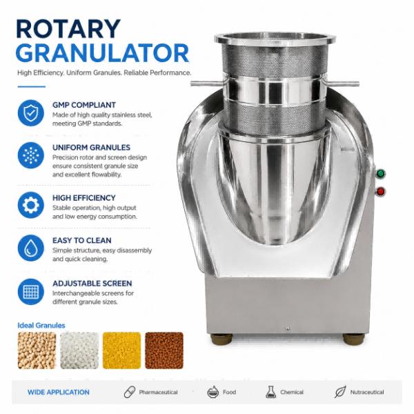 Quality 20 - 200kg/H Pharmaceutical Granulation Equipment Automatic Rotary Granulator for sale