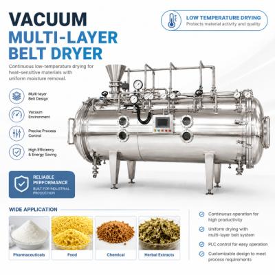 Quality Low Temperature Continuous Industrial Drying Equipment Multi Layer Vacuum Belt for sale