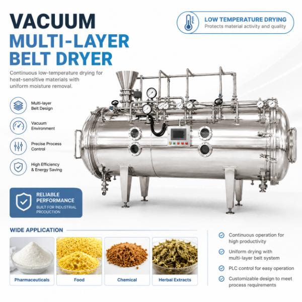 Quality Low Temperature Continuous Industrial Drying Equipment Multi Layer Vacuum Belt for sale
