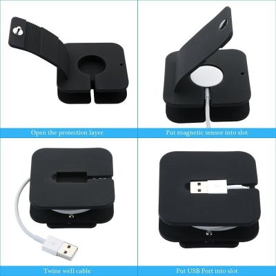 Cina Per il fondo del contenitore di orologio di Apple per il portafoglio antipolvere di carico del supporto del cavo del bacino del supporto dell'argano del cavo del silicone per Iwatch 38MM 42 in vendita