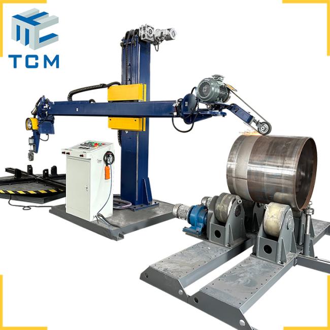 Steel tank shell and bottom surface automatic polishing machine in operation