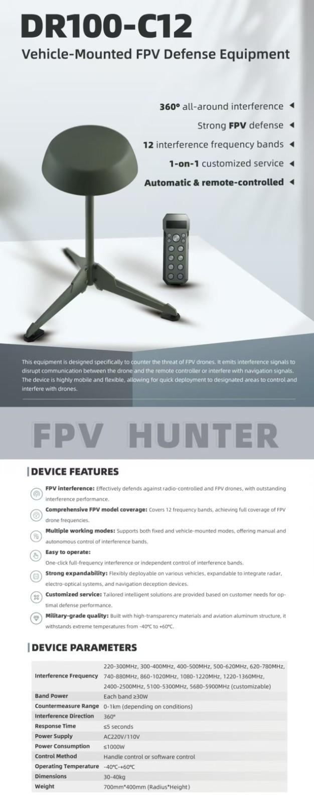 Vehicle-mounted FPV Defense Equipment Rf DR100-C8 Protection System 1