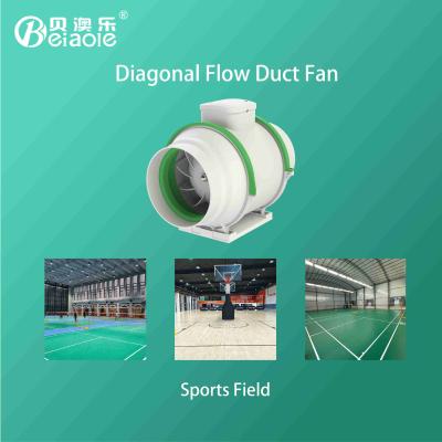 China 220V 360W Inline Duct Fan 12 Inch ABS Oblique Flow Ball Bearing Ventilation For Sports for sale