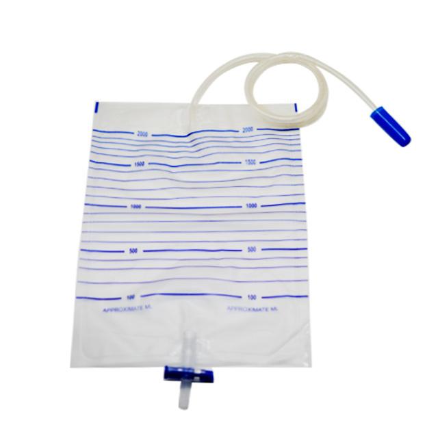 High Quality Medical Economic 2000ml Disposable Urine Collection Bag with T Valve