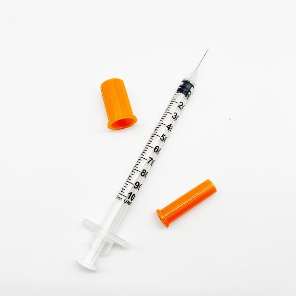 Steriele medicinale insulinespuit met vaste naald U-40/U-100 0.3ml/0.5ml/1.0ml FDA CE ISO