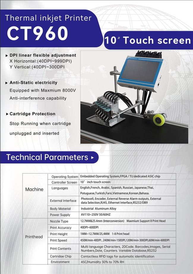 Industrial Inkjet Coder CT740Pro in operation