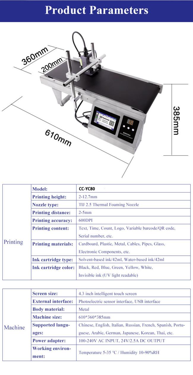 Operational view showing TIJ coding printer in action