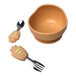 China 7 Pieces Silicone Baby Feeding Set Carrot Shape Dining Table Mat Suction Cup for sale