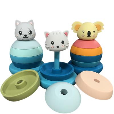 China Customizable Educational Silicone Stacking Blocks Match Stacks Game Blocks Montessori Toys for sale