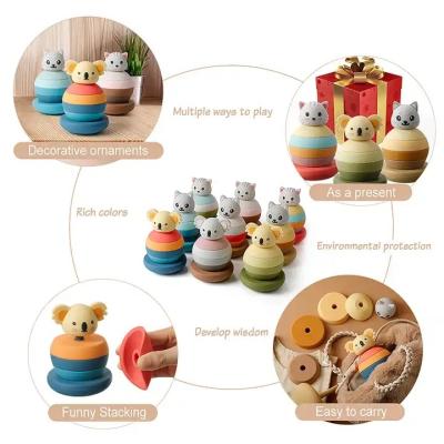 China Customizable Educational Silicone Stacking Blocks Match Stacks Game Blocks Montessori Toys for sale