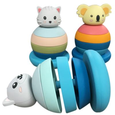 China Customizable Educational Silicone Stacking Blocks Match Stacks Game Blocks Montessori Toys for sale