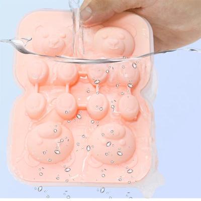 Cina MHC Custom Shape Logo Factory Wholesale Pink Animal Ice Cube Tray Silicone Piccolo 3D Bear Shape Ice Cube in vendita