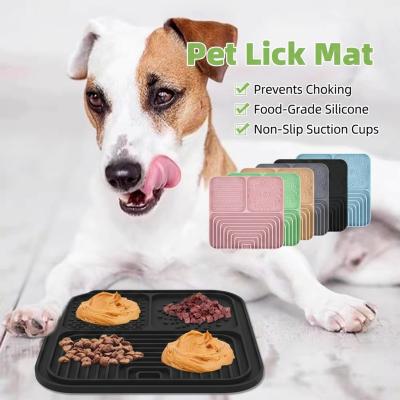 China Food Grade Silicone Dog Lick Mat Slow Feeder Pet Feeding Mat with Suction Cup Non-Slip Cat Licking Pad Dishwasher Safe for sale