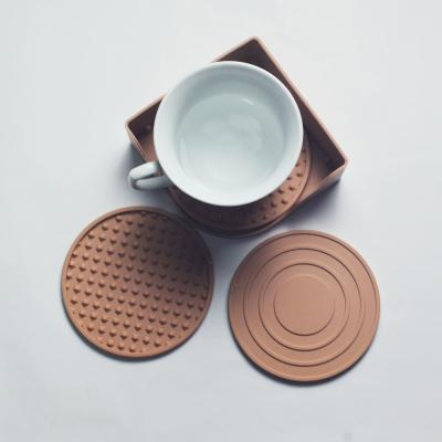 China Non-Toxic Silicone Coasters Round Non-Slip Heat-Resistant Coasters Table Decoration Heat-Resistant Silicone Coasters for sale