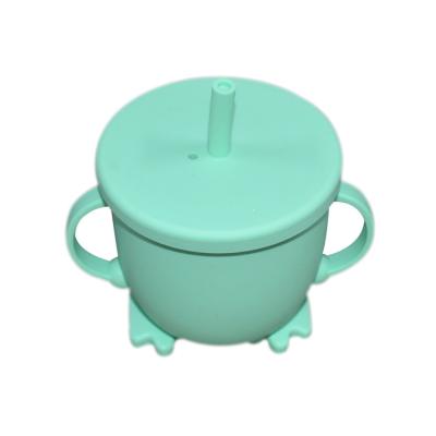 China 7-Piece Children's Silicone Cutlery Set Leak-proof Children's Drinking Cup Newborn Silicone Mini Cup with Handle and Straw for sale