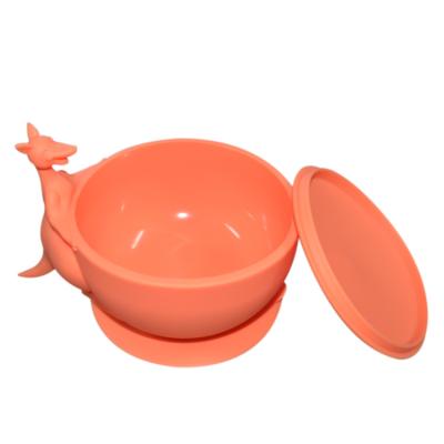 China Baby Silicone Bowl Weaning Feeding Bibs Dining Tableware Set Food Container Toddler Spill-proof Bowl with Lid for sale