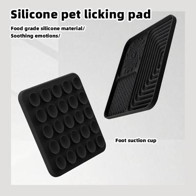 China Silicone Dog Licking Mat Environmentally Friendly Suction Cup Pet Licking Cat Mat Portable Waterproof Dog Licking Mat for sale