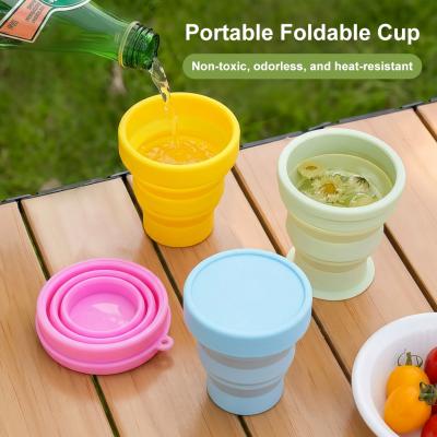 China Custom Logo Food Grade Silicone Foldable Cup Wholesale Reusable Collapsible Travel Drinking Cup Portable Silicone Water Bottle for sale